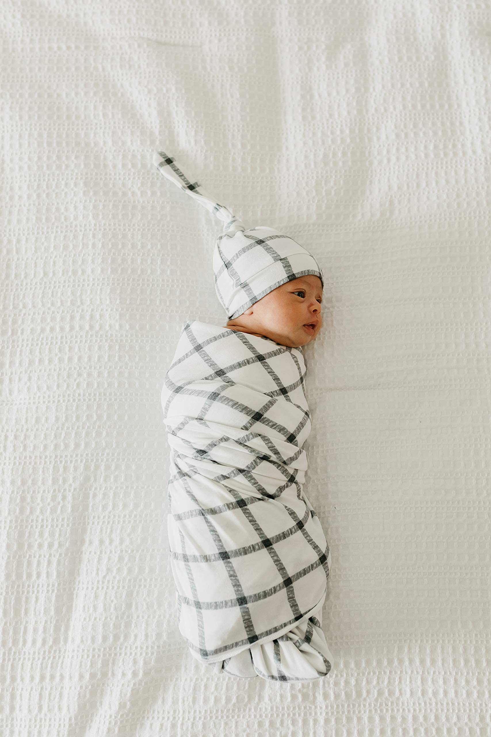 Large Premium Knit Baby Swaddle Receiving Blanket "Ledger" by Copper Pearl