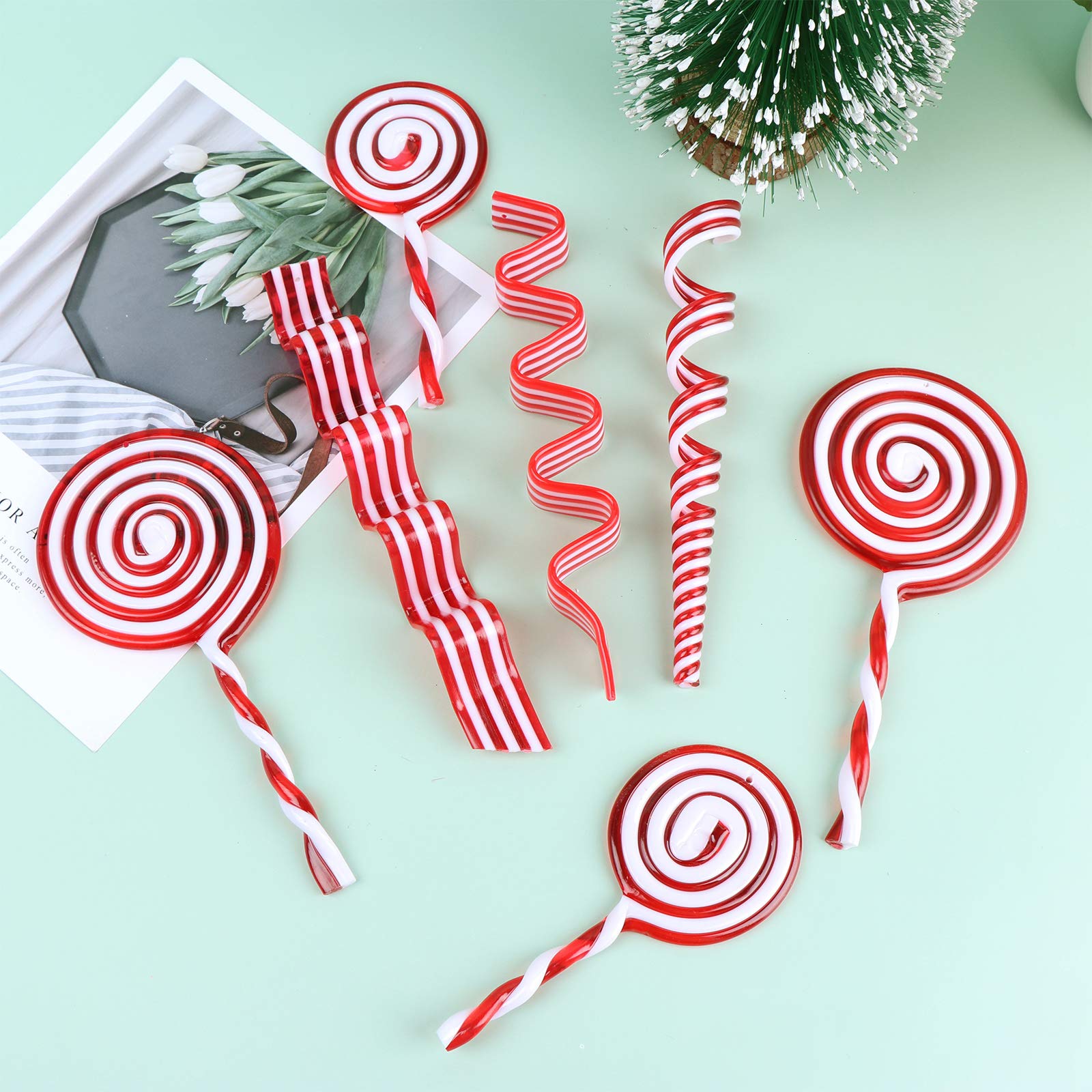 8 Pack Christmas Lollipop Ornament Christmas Tree Ornament Christmas Candy Hanging Decorations for Holiday Home Party (4 Styles)