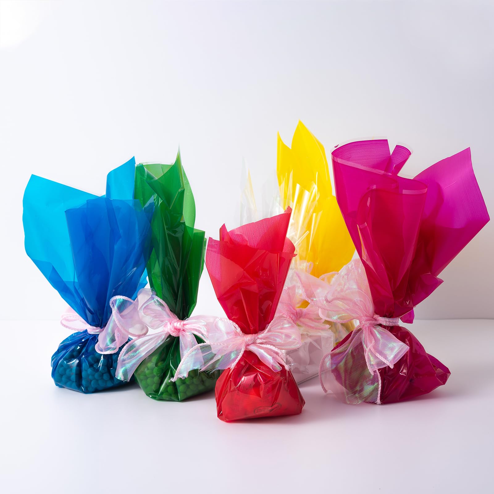 6rolls Cellophane Wrap Roll (20β Ft. Long X 16ββ in. Wide) Colored Cellophane Rolls for Gift Wrapping, Contains Golden, Blue, Purple, Green, Red & Clear Cellophane Wrap Roll, 2.3 Mil Thick (17inch W x