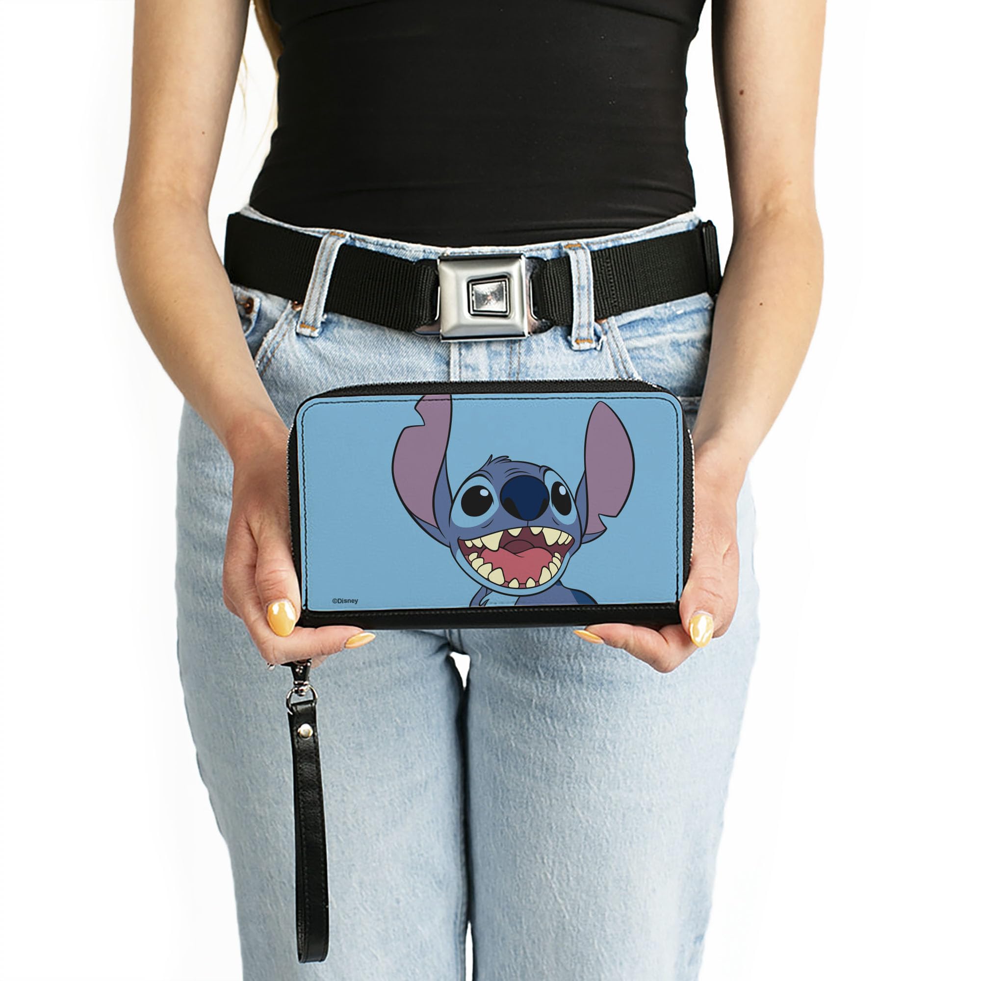 Buckle-Down Women's PU Zip Around Wallet Rectangle-Lilo & Stitch, 7.5"x4.5"