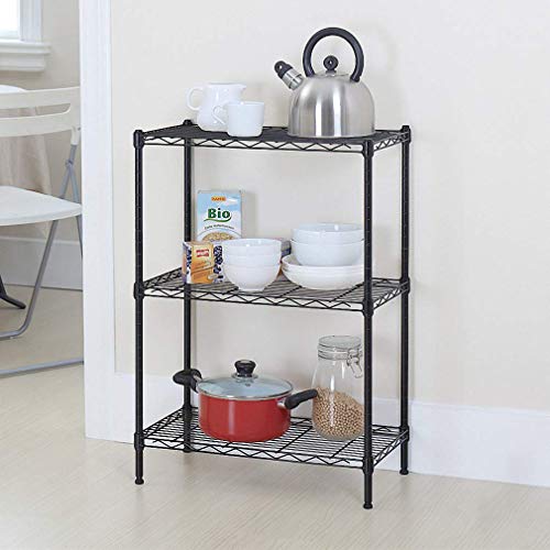 Storage Shelves Metal Wire Shelving Unit NSF Heavy Duty 3-Tier Height Adjustable Utility Steel Garage Shelving with Leveling Feet 23" L x 13" W x 30" H Sturdy Shelf Organizer Rack for Kitchen, Office