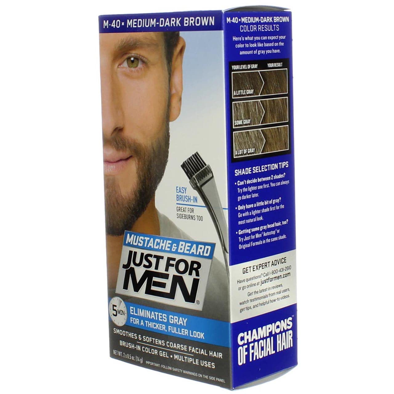 JUST FOR MEN Brush-In Color Gel, Medium-Dark Brown M-40 1 ea (Pack of 2)