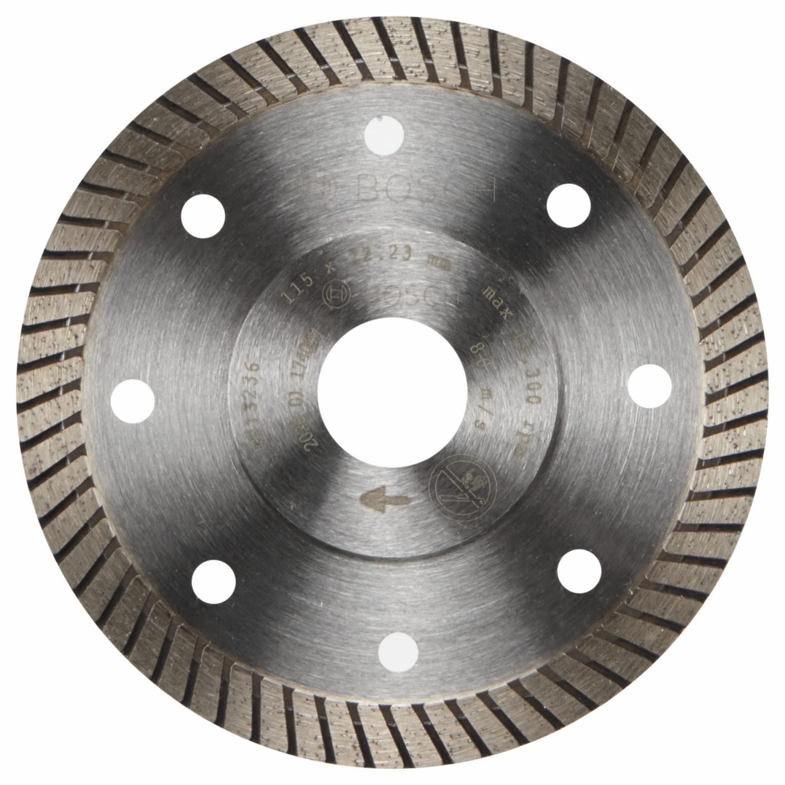 BOSCH DB4566P 4-1/2 In. Specialized Turbo Rim Diamond Blade with 5/8 In., 7/8 In. Arbor for Fast Cut Wet/Dry Cutting Applications in Ceramic, Porcelain, Granite