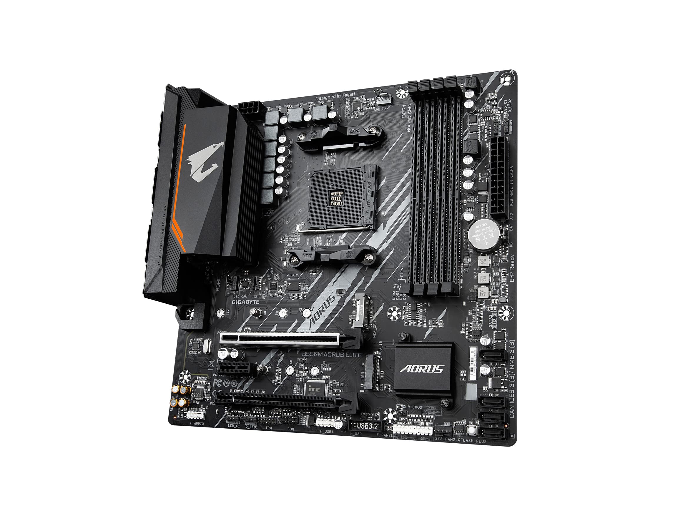 Gigabyte GIGABYTE B550M AORUS Elite (AM4/ AMD/ B550/ Micro-ATX/ DDR4/ Dual M.2/ PCIe 4.0/ Realtek GbE LAN/Gaming Motherboard)
