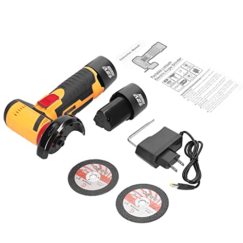 Angle Grinder, Geevorks Mini Angle Grinder 12V 19500RPM, Electric Grinding Tool for Cutting Polishing Ceramic Tile Wood Stone Steel, with 2 Cutting Disc/2PCS 1200mAh Battery