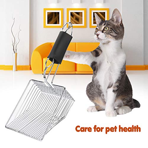 Ownpets Non-Stick Cat Litter Scoop with Foam Handle, Durable Coated Metal Litter Scooper with Deep Shovel, Carabiner & Comfy Foam Grip for Fast Sifting & Instant Cleaning