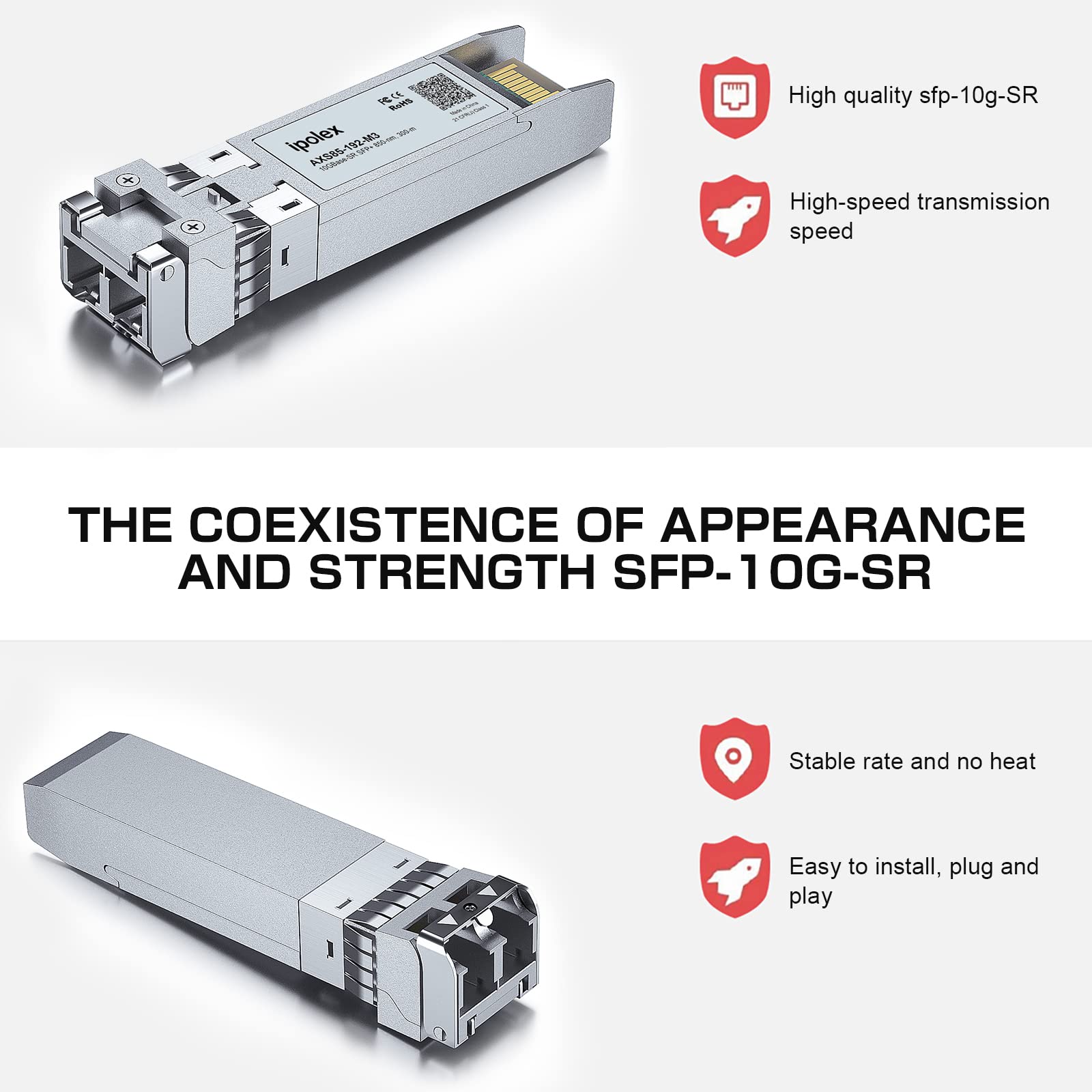 ipolex 10G SR SFP+ LC Multimode Transceiver, 10GBase-SR Fiber Module for HPE ProCurve J9150A/HPE Aruba JL748A/J9150D/J9150DCM (MMF, 850nm, 300m)