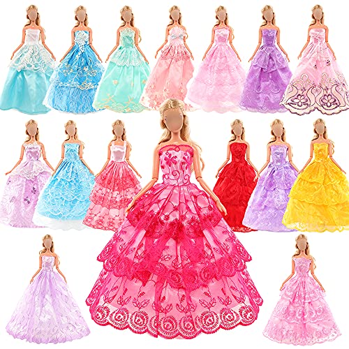 BARWA 5 Pcs Handmade Doll Clothes Wedding Gowns Party Dresses for 11.5 inch Dolls (A:5 Pcs Dresses(Random Style))