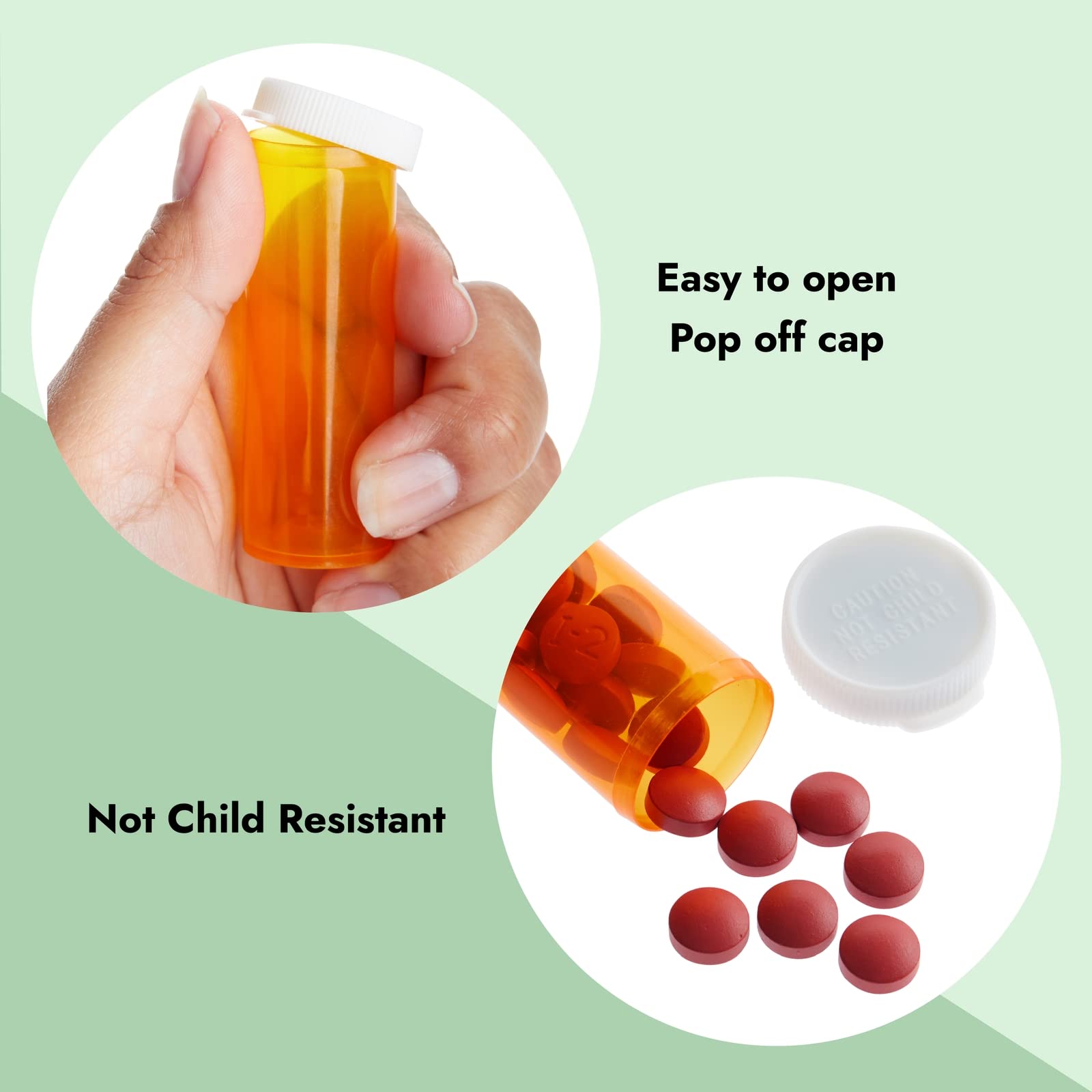 Juvale 50 Pack Empty Pill Bottles with Caps for Prescription Medication, 6-Dram Plastic Medicine Containers (Orange)