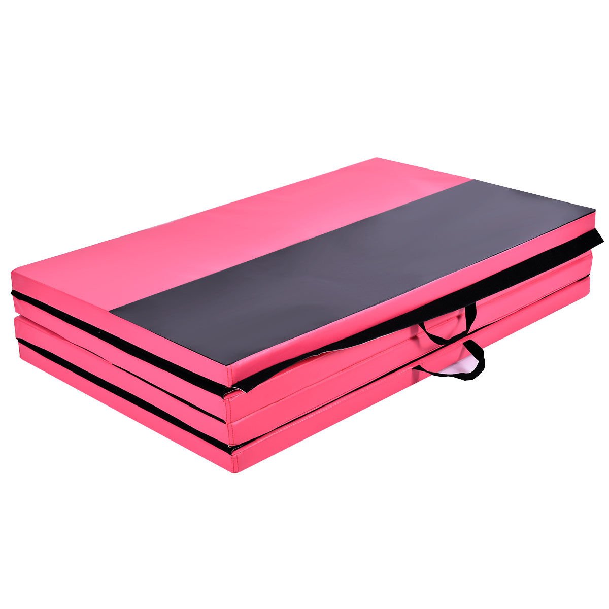 4'x6'x2'' Folding Gymnastics Tumbling Mats Exercise Aerobics Stretching Yoga Mat Pink Black