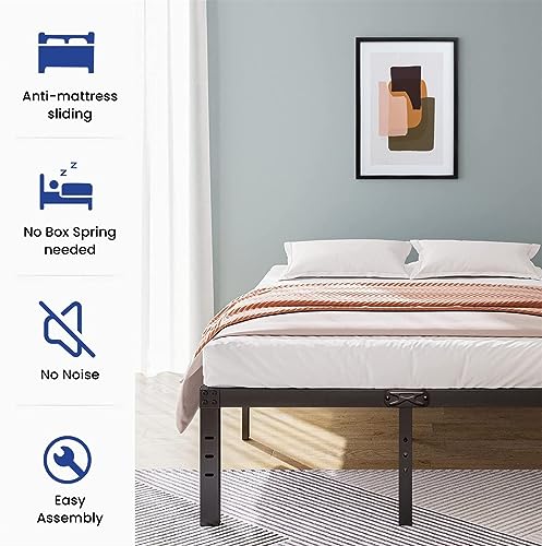 Bed Frame Full Size Storage 18 inch Tall,Platform Metal BedFrame for Kids Boys Girls, Heavy Duty Anti Squeak Steel Slats Support,No Box Spring Needed, Easy Assembly, Noise Free, Black