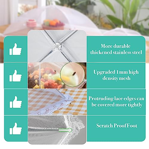 Food Covers for Outside, 2 Extra Large 40"X24" & 2 Large 17"X17" & 2 Middle 14"X14" Food Tents, Pop-Up Food Covers for Outdoors Mesh Screen Food Net Picnic Accessories