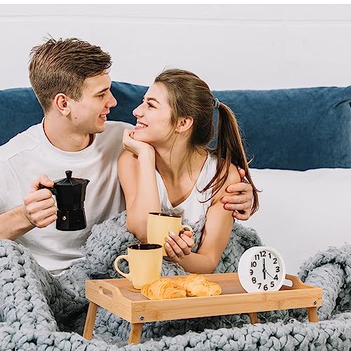Bed Table Tray, Bamboo Bed Tray Table for Eating and Laptops, 19.7" x11.81'' Large Size Breakfast Food Tray Foldable Legs, Serving Tray with Handles for Sofa, Bed, Eating, Snacking and Working