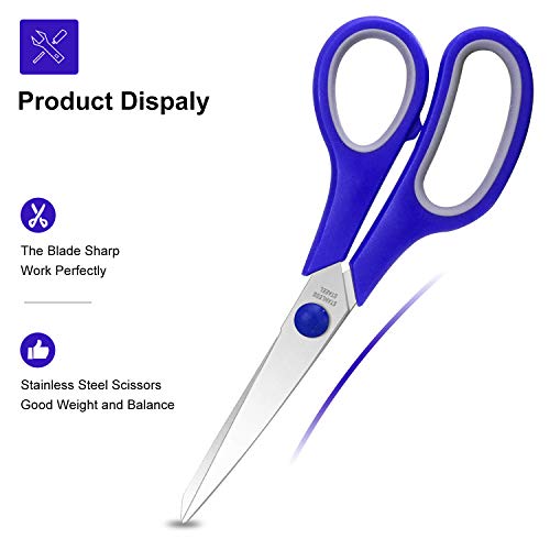 Scissors Bulk 24-Pack, BURVAGY 8" Multipurpose Sharp Scissors for School Office Home，All Purpose Scissors Stainless Steel Blades Safety Soft Grip Handles,Right/Left Handed…