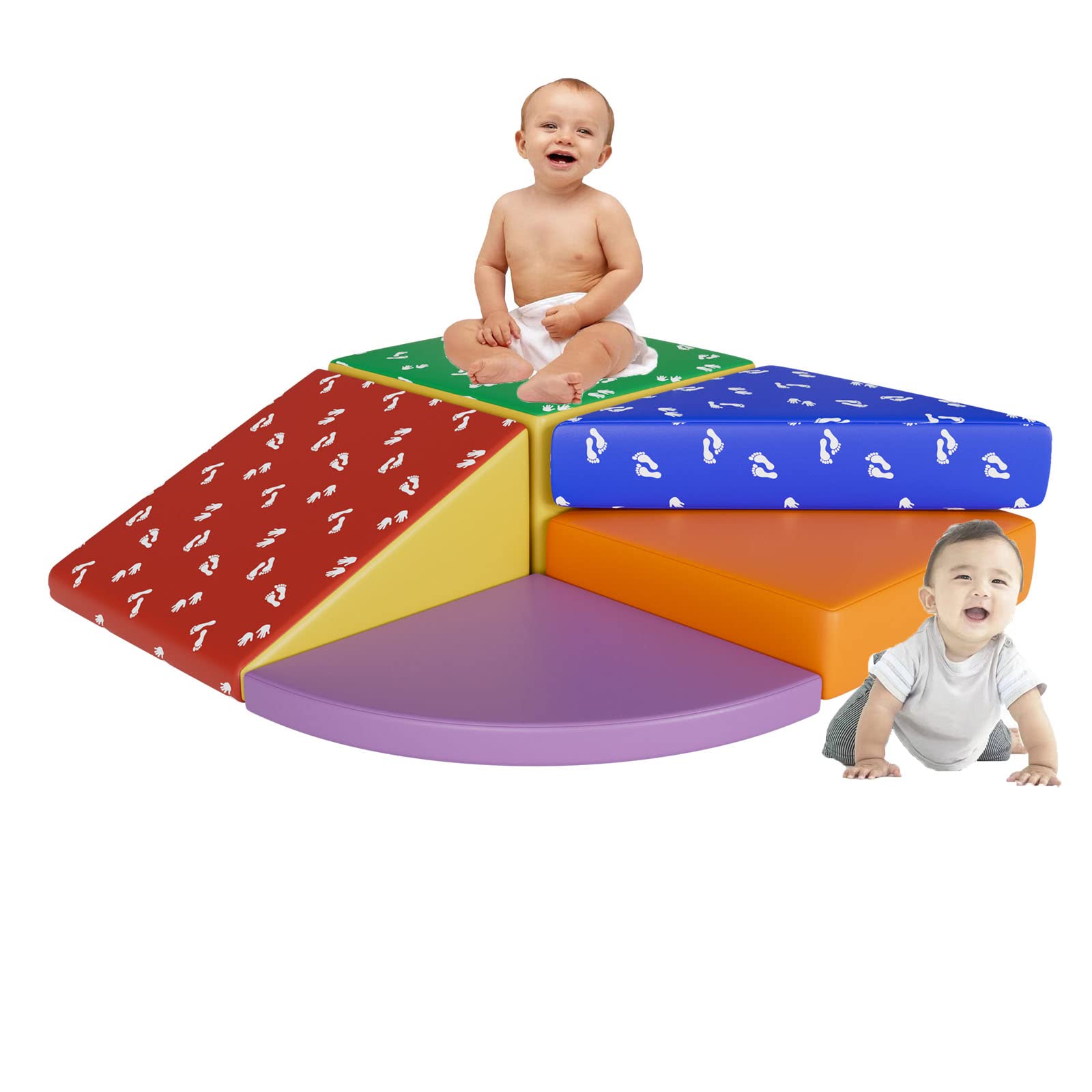 5 Piece Indoor Climbing Toys for Toddlers 1-3, Soft Foam Climbing Blocks Baby Infants Activity Playset, Lightweight Corner Climber for Climbing, Building and Sliding, 5PC