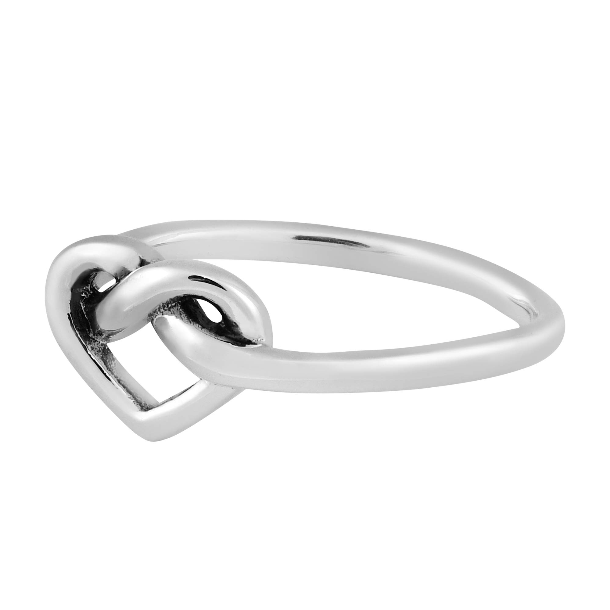 AeraVida Romance Inspired Forever Love Infinity Knot Heart Shaped .925 Sterling Silver Cute and Casual Ring Size 9