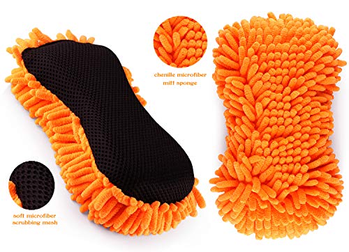 SCRUBIT Microfiber Car Wash Sponge - Non-Scratch Wash Mitt Microfibers for Cleaner Cars, Great for Everyday Cleaning - Automobile Cleaning Sponges Essential Part of Any Car Wash Kit - 2 Pack