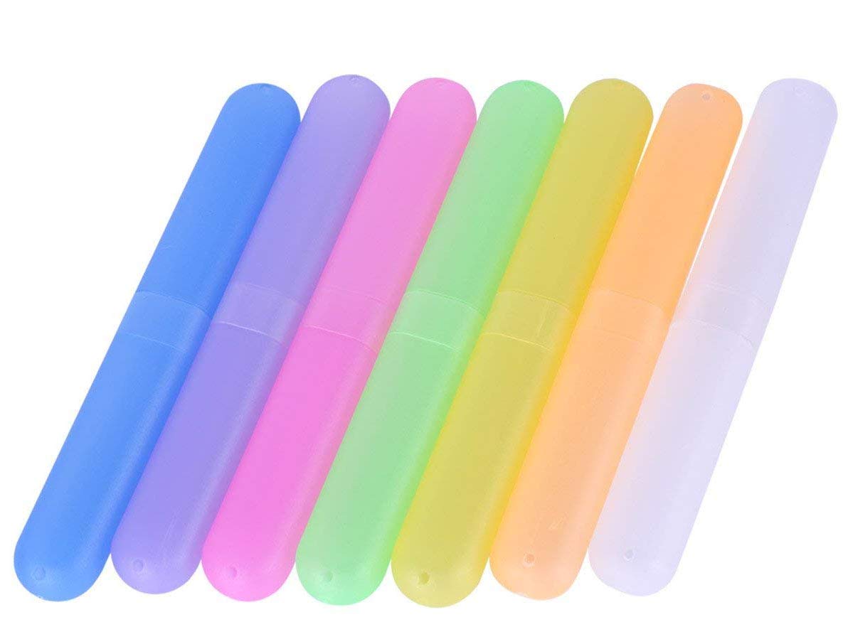 ISusser Pack of 12 Plastic Toothbrush Case, 6 Color Portable Dust-Proof Toothbrushes Holder for Inside and Outside