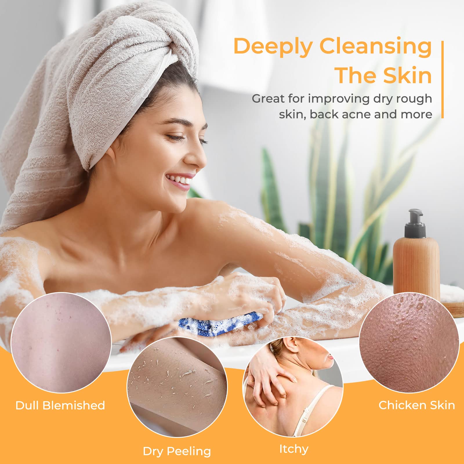 5 Pieces African Net Sponge, African Long Net Bath Sponge, Exfoliating Net Shower Sponge for Body African, Net Bathing Sponge Body Scrubber, Back Scrubber Skin Smoother for Daily Use