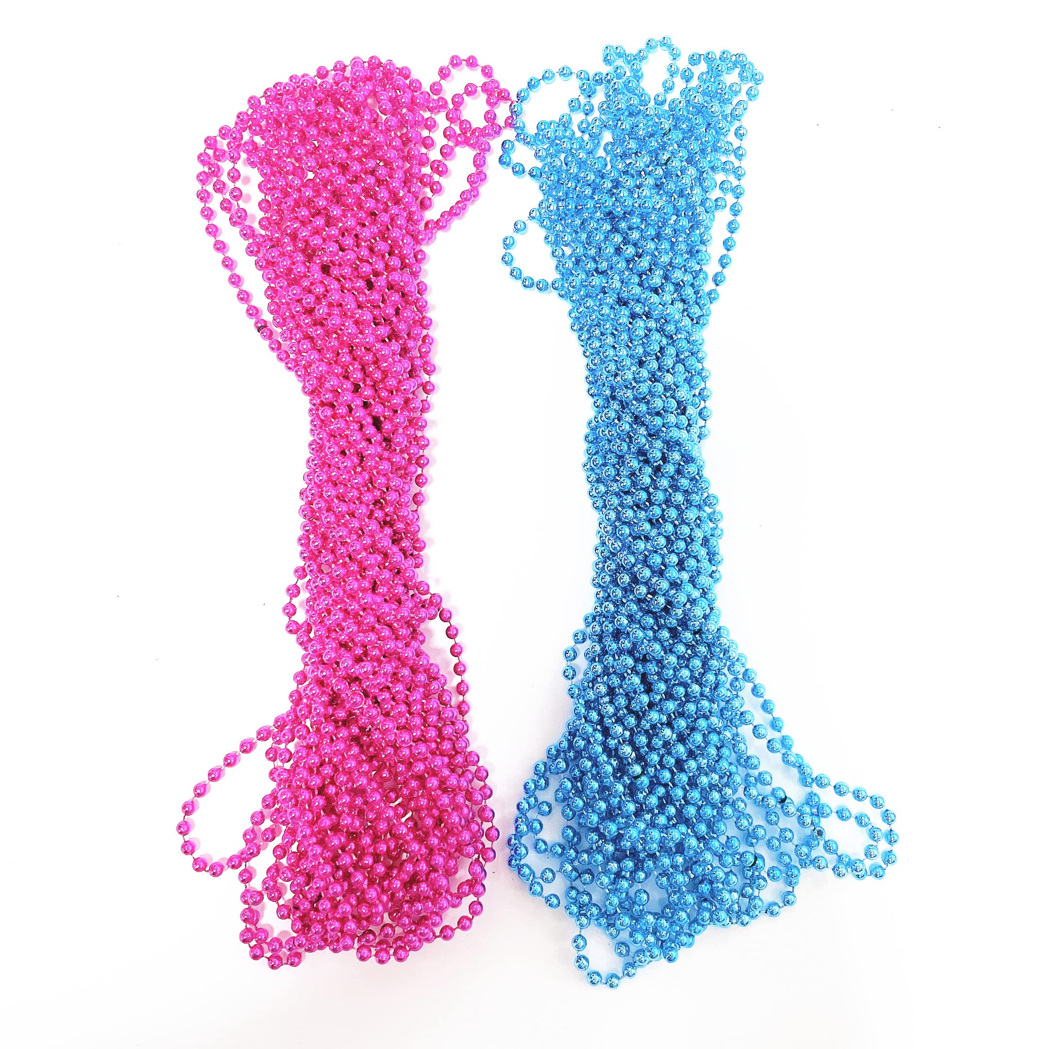 POHU Baby Gender Reveal Beads Supplies 6mm Round 33 Inch Baby Blue Hot Pink for Baby Shower Announcement Party Set of 50
