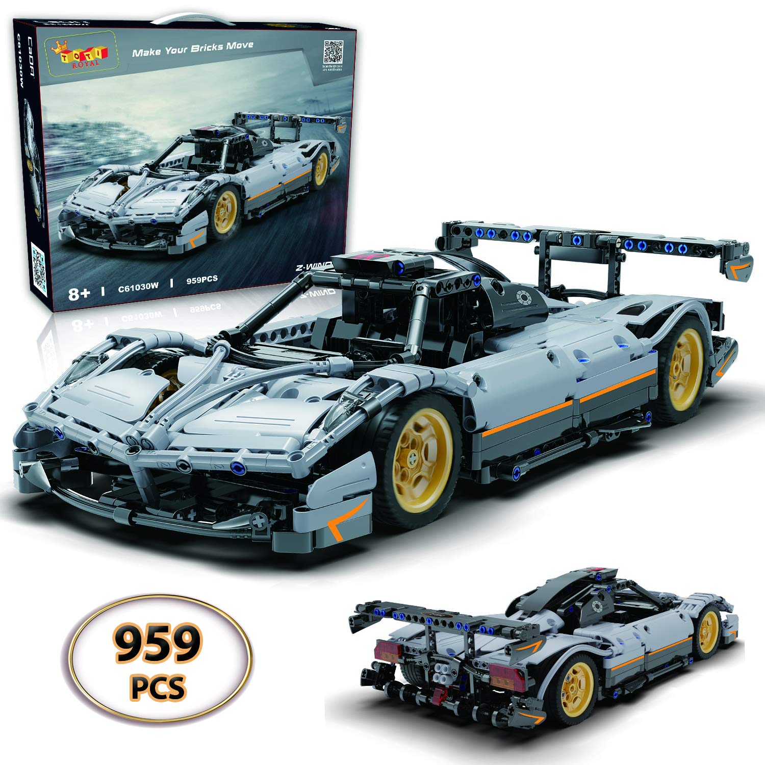 Build Your Own Supercar Kit | NEW 2023 Model Race Car Technic | STEM Building Blocks Set Toy for Kids & Adults | Build a Famous Racing Car Kit | for 8+ Year Olds Boys&Girls, Engineering Sports Car Toy