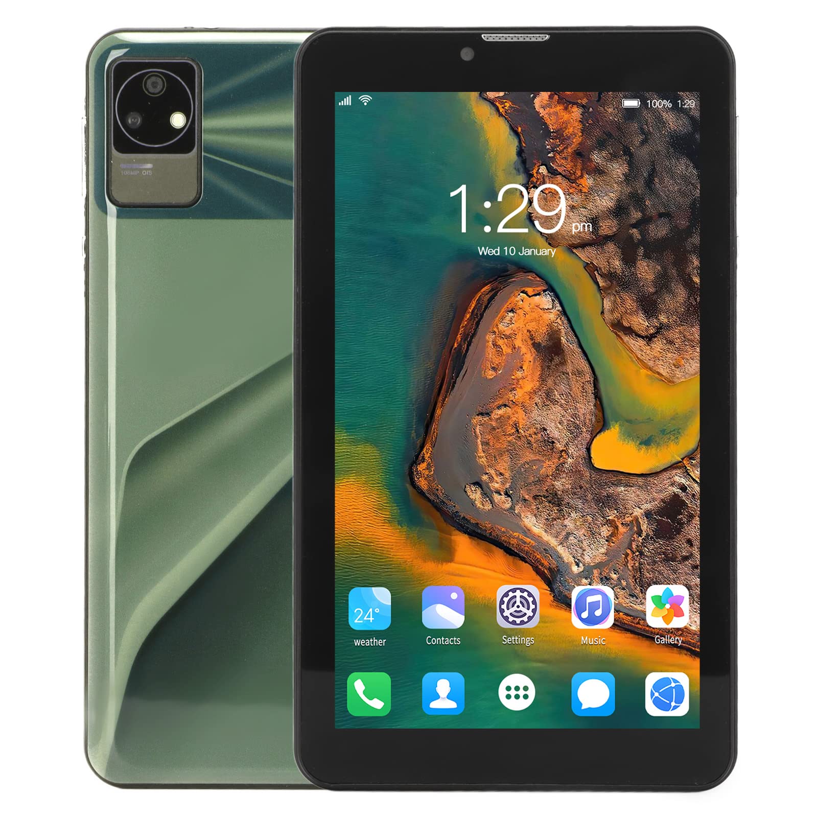 7 Inch Calling Tablet, 4GB 32GB Green Expandable Up to 128GB HD Tablet 100-240V for Android 10.0 for Playing Games (US Plug)