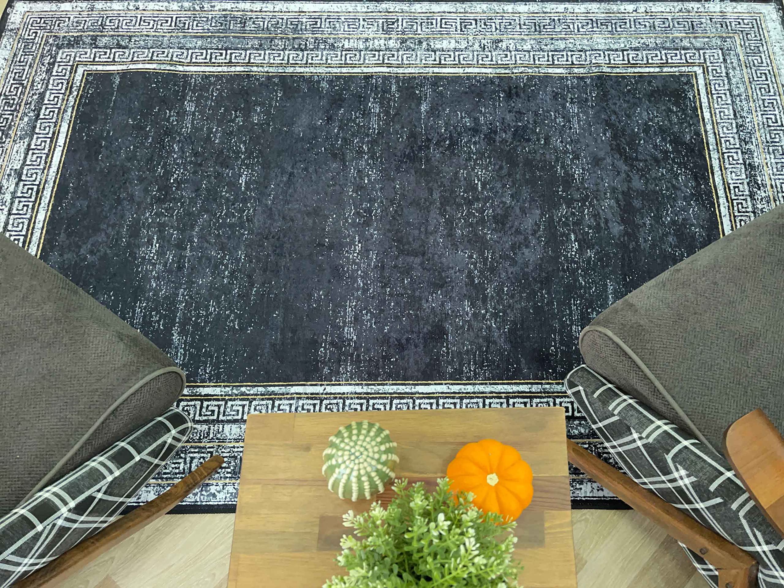 AK RUGS Modern Machine Washable Printed Area Rug Gloria Collection Living Room Bedroom Rug (Charcoal, 6' x 9')