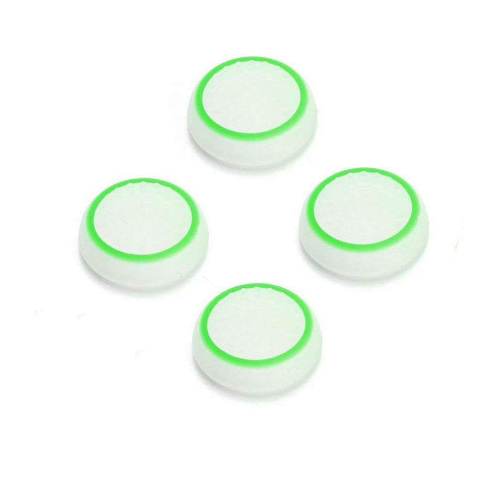 4PCS Silicone Thumb Stick Joystick Analog Grip Thumbsticks Cap Cover Case for PS4 PS3 PS2 Xbox One Xbox 360 Wii U NS Pro Controller (White-Green)