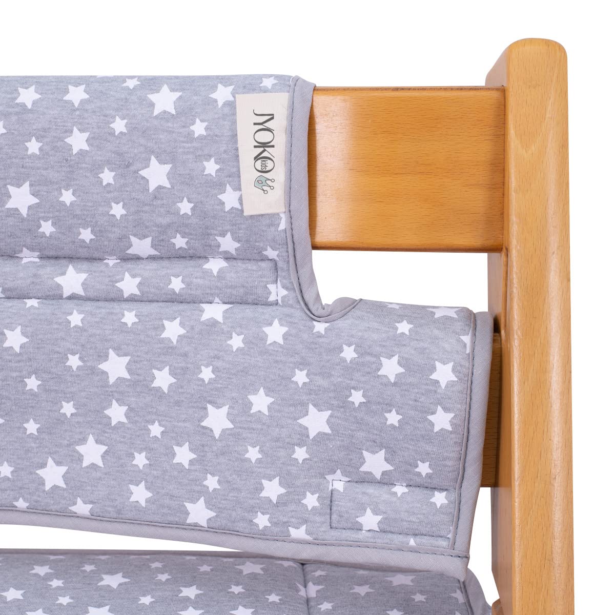JYOKO Kids Cushion Made Cotton 100% Compatible with Stokke Tripp Trapp high Chair (White Star)