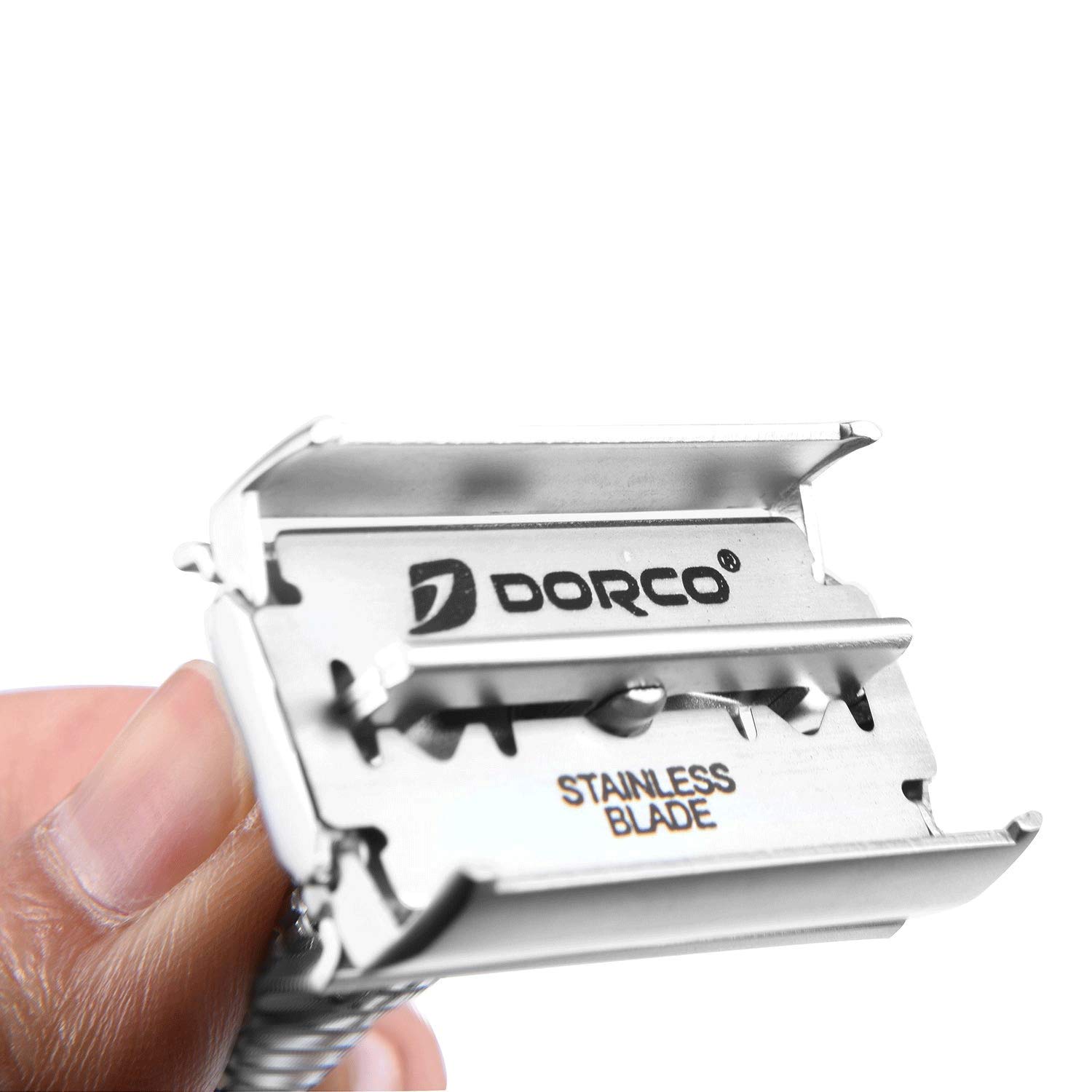 Krisp Beauty Long Handled Double Edge Safety Razor, Butterfly Open Men Women Shaving Razor with 5 Premium Double Edge Shave Blades