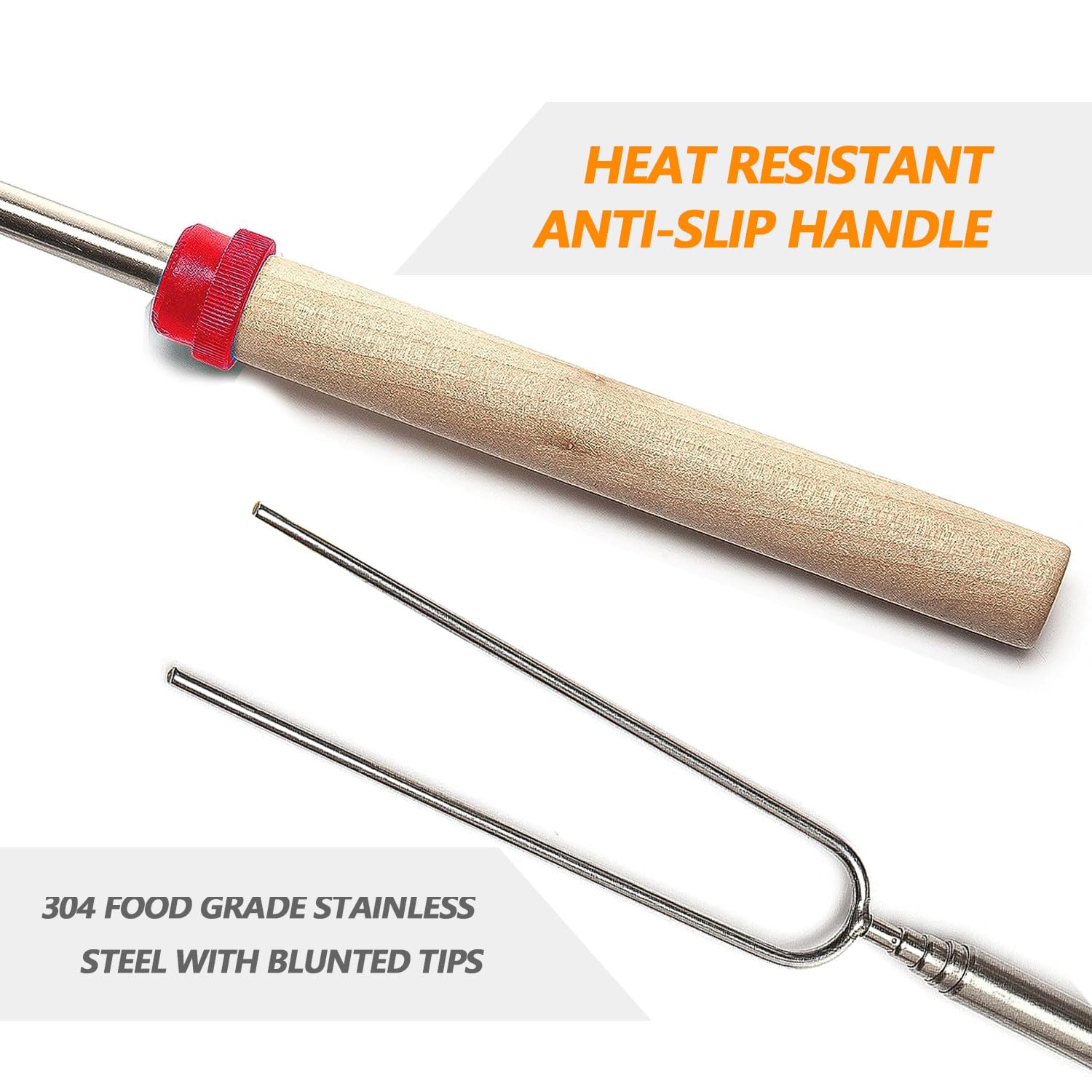 4Pcs Smores Sticks for Tabletop Fire Pit Long 32 Inch, S'mores Skewers Kit Marshmallow Roasting Sticks Hot Dog Fork, Camping Essentials Smores Maker Gear Outdoor Campfire Cooking Accessories