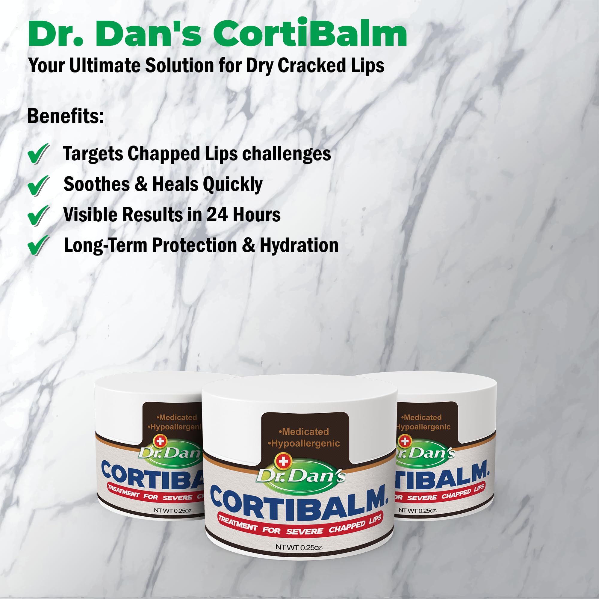 Dr. Dan's Cortibalm Jar - 1 Pack - for Dry Cracked Lips - Healing Lip Balm Jar for Severely Chapped Lips - Designed for Men, Women and Children -