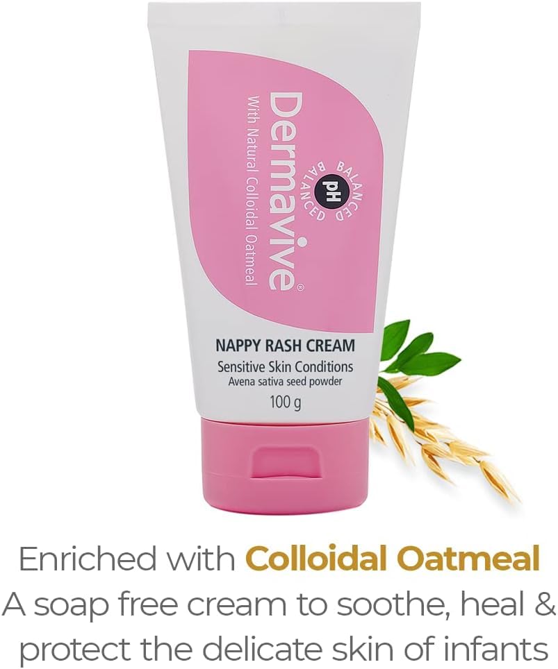 Dermavive Diaper/Nappy Rash Cream, Soothing Diaper Rash Cream, Baby Rash Ointment, Fast-Acting Rash Relief for Infants & Babies, Gentle Diaper Cream, 100g