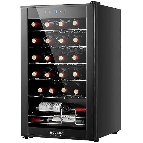 BODEGACOOLER 24 Bottle Compressor Wine Cooler, Freestanding Wine Cellar for Red, White or Champagneļ¼Mini Fridge with 41-64.4°F Digital Temperature Control Glass Door