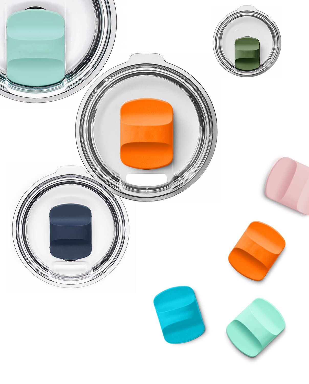 ALIENSX MagSlider Replacement Kit, 3 Pack, Magnetic Slider Block fits Yeti Rtic Tumblers Magnetic Lids 10/16 / 20/26 / 30 oz and more Other Ramblers (Orange/Pink/Aqua)