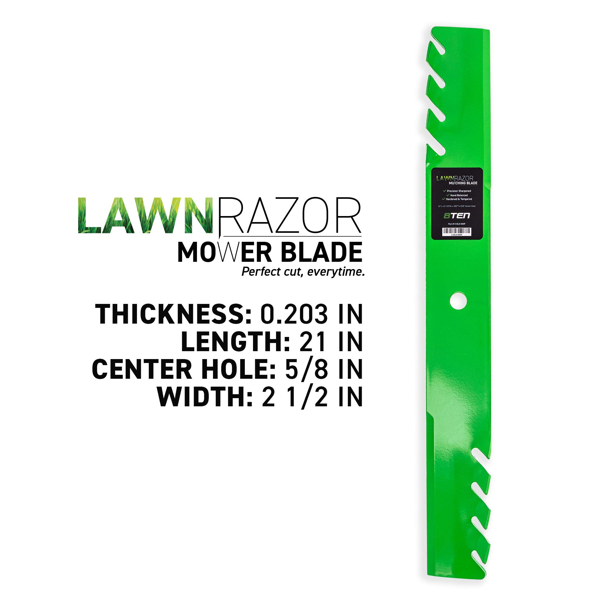 8TEN LawnRAZOR Mower Blade for Wright Stander 1520842 71440003 Husqvarna iZ4217 539101733 539102093 (Toothed Mulching) 2 Pack