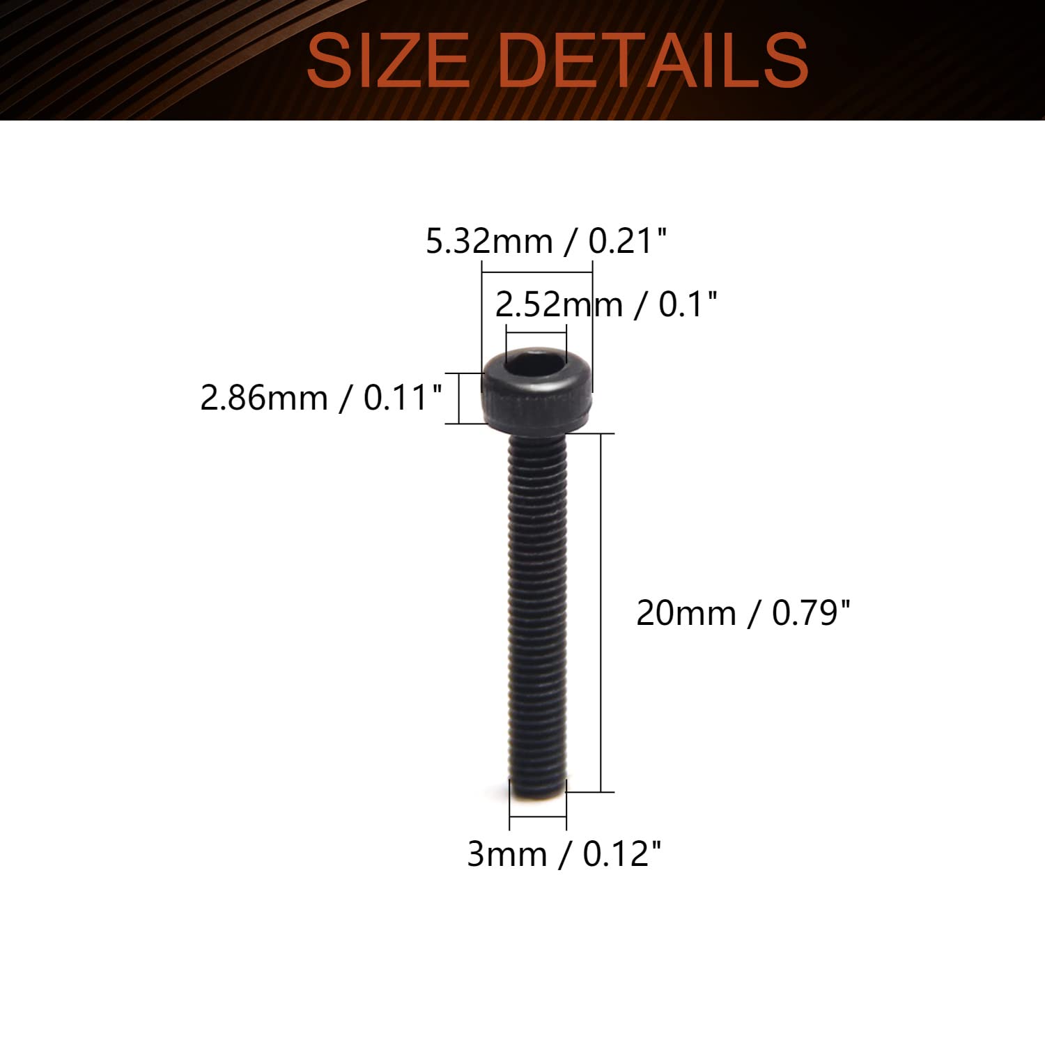 MroMax 50Pcs M3 x 20mm Socket Head Cap Screw Bolts, Grade 12.9 Alloy Steel, Black Oxide Finish, Metric Allen Hex Drive, Fully Threaded, for Use in Various DIY Projects