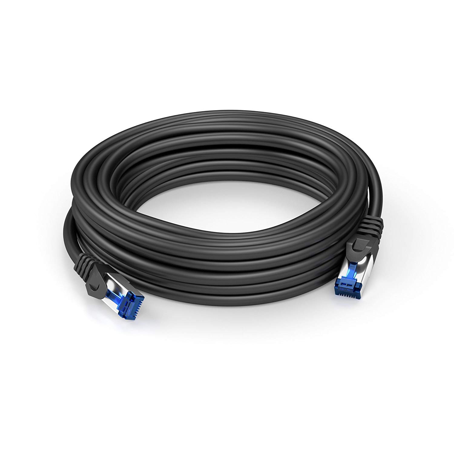 KabelDirekt Network Cable – Transmits Maximum Fiber-Optic Internet Speed – Network, Ethernet & LAN Cable – 100ft – Available in 1-100ft – for Gigabit Networks, Router/Modem, RJ45 (Black/Silver)