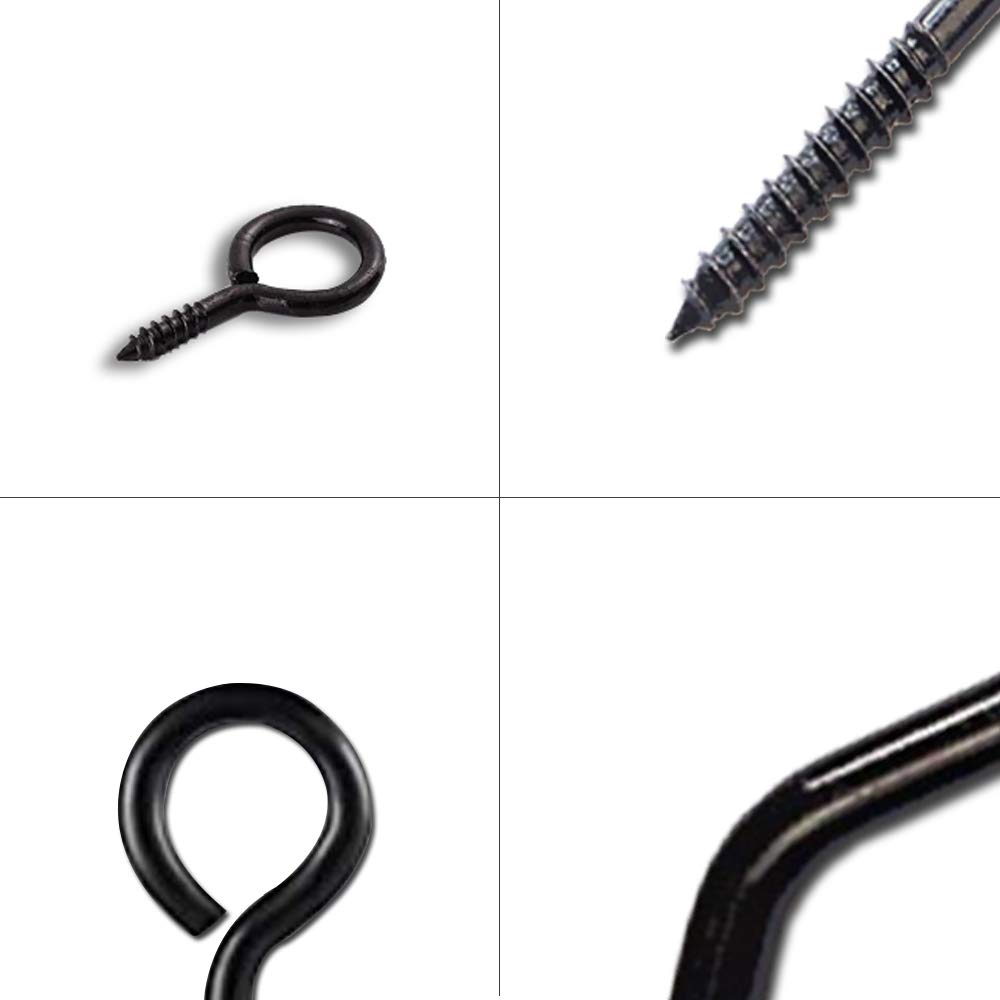 ECKJ 191pcs Screw Eyes Zinc Plated Metal Eye Hook Screw Self Tapping Screws Includes 9 Sizes Color Black