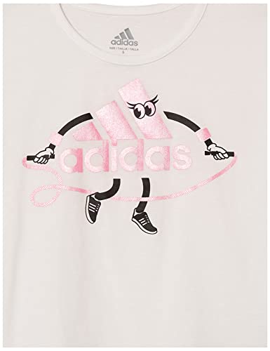 adidas Girls Sleeve Graphic Tee and Shorts Set, White with Black, 5