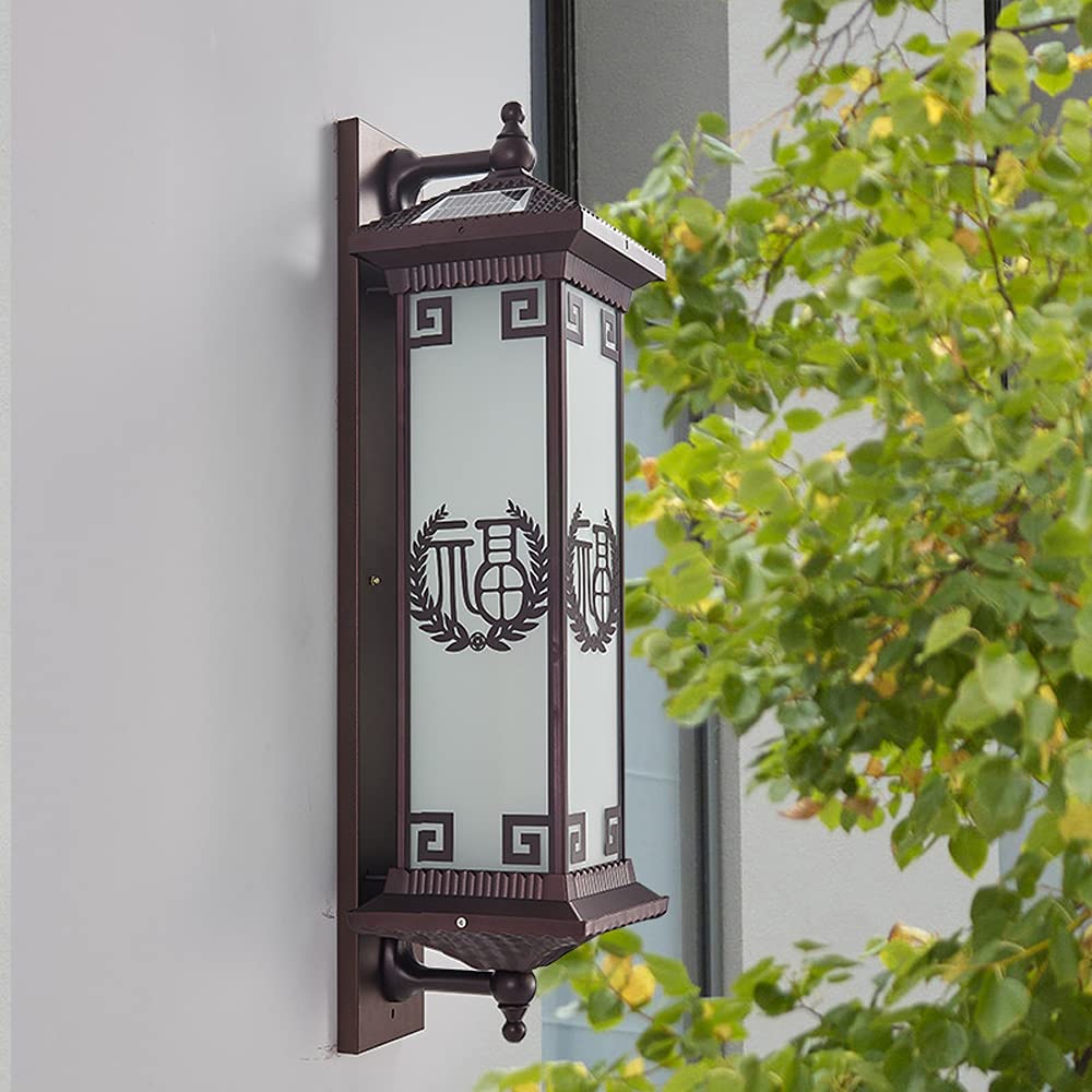 CHENBAI Rectangle Solar Wall Sconce Solar Decorative Porch Lights Chinese Outdoor IP43 Waterproof Garden Lights Auto On/Off Solar Exterior Wall Lights Villa Garden Home Led Fence Solar Lamp
