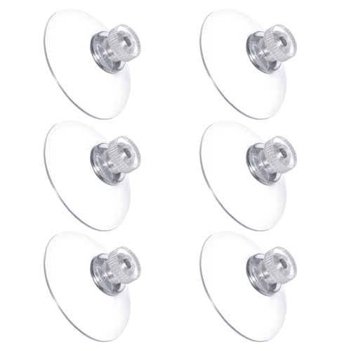 6Pcs Screw Suction Cup Glass Suction Pads 41mm Clear PVC Plastic Sucker Pads Without Hook Extra Strong Suction Power Holder Removable Vacuum Suction for Bathroom Kitchen Wall Window Glass Shower Decor