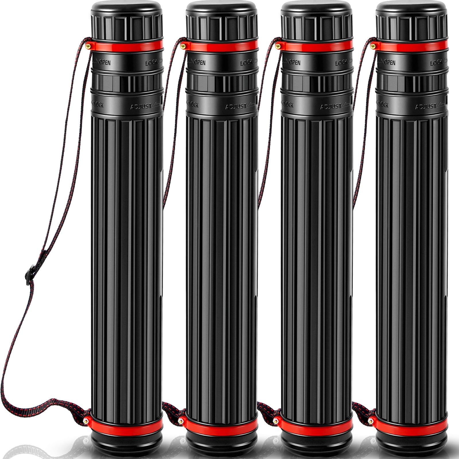 Noveread 4 Pcs Large Extendable Poster Tubes with Strap 30'' to 49'' Telescoping A0 Poster Tube Expandable Blueprint Tube Portable Container for Posters Blueprints Artwork Map Storage(Classic Style)