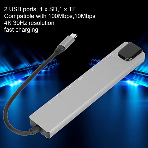 8 in 1 USB C Hub, 87W PD USB C Fast Charging, Portable USB C Converter with 4K, USB C to HDMI, Ethernet Port, , SD/TF Card Reader, for Linux/Windows XP/Vista/ 10