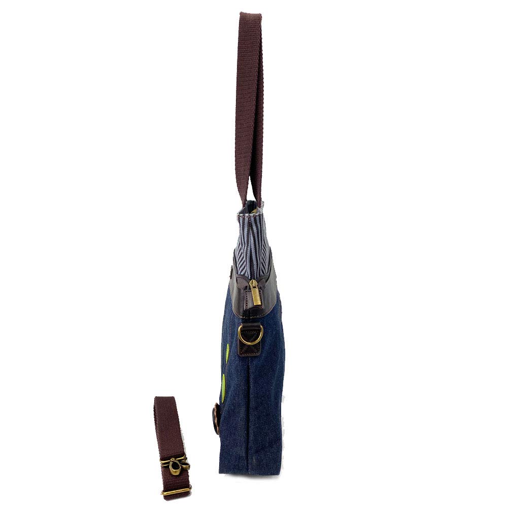 Chala Patch Cross-Body Canvas Messenger Bag- Owl-II (Mauve Red)