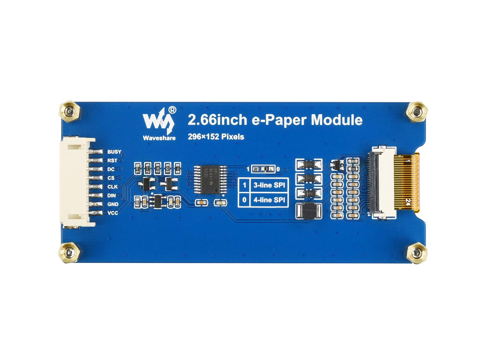 Waveshare 2.66inch E-Paper E-Ink Display Module Compatible with Raspberry Pi 4B/3B+/3B/2B/B+/A+/Zero/Zero W/WH/Zero 2W Series Boards 296×152 Pixels Red/Black/White Three-Color SPI Interface