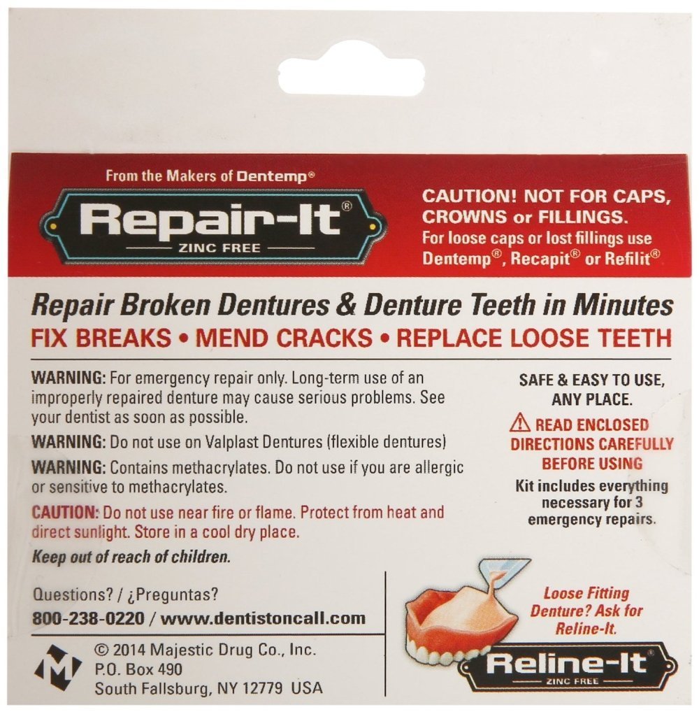 D.O.C. Repair-It Advanced Formula Denture Repair Kit 3 ea (Pack of 2)