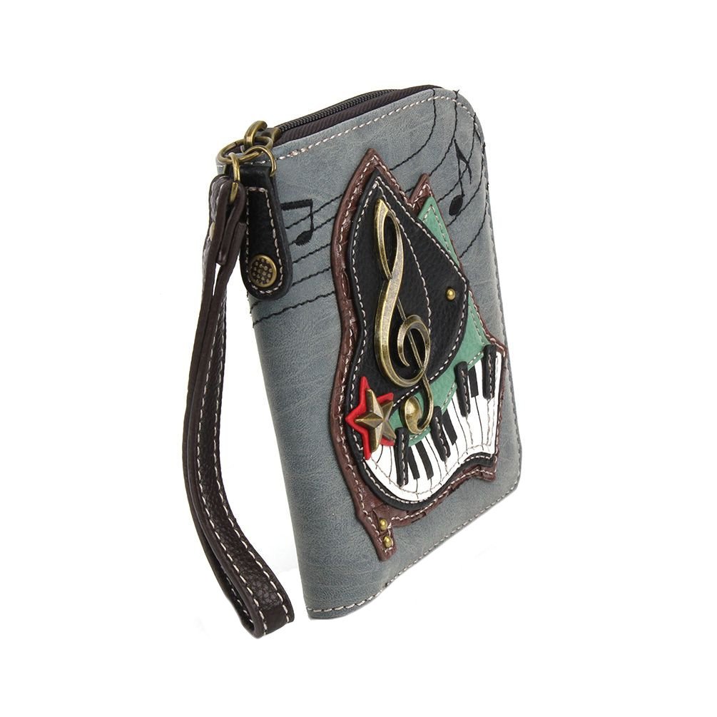 Chala Piano Zip-Around Wristlet Wallet, Music Lover Piano Player Teacher