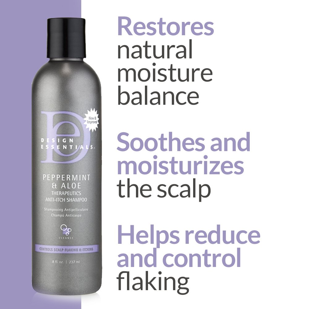 Design Essentials Peppermint & Aloe Therapeutics Anti-Itch Shampoo For Instant Scalp and Dandruff Relief - 8 Oz