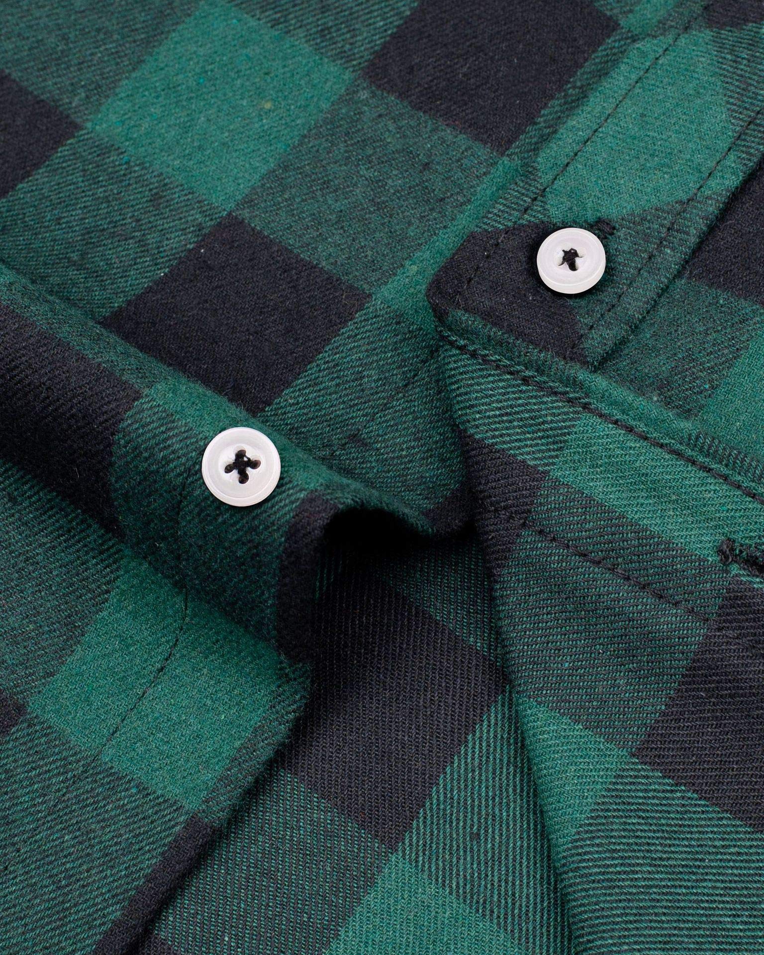 Alimens & Gentle Men's Button Down Regular Fit Long Sleeve Plaid Flannel Casual Shirts - Color: Green, Size: Large